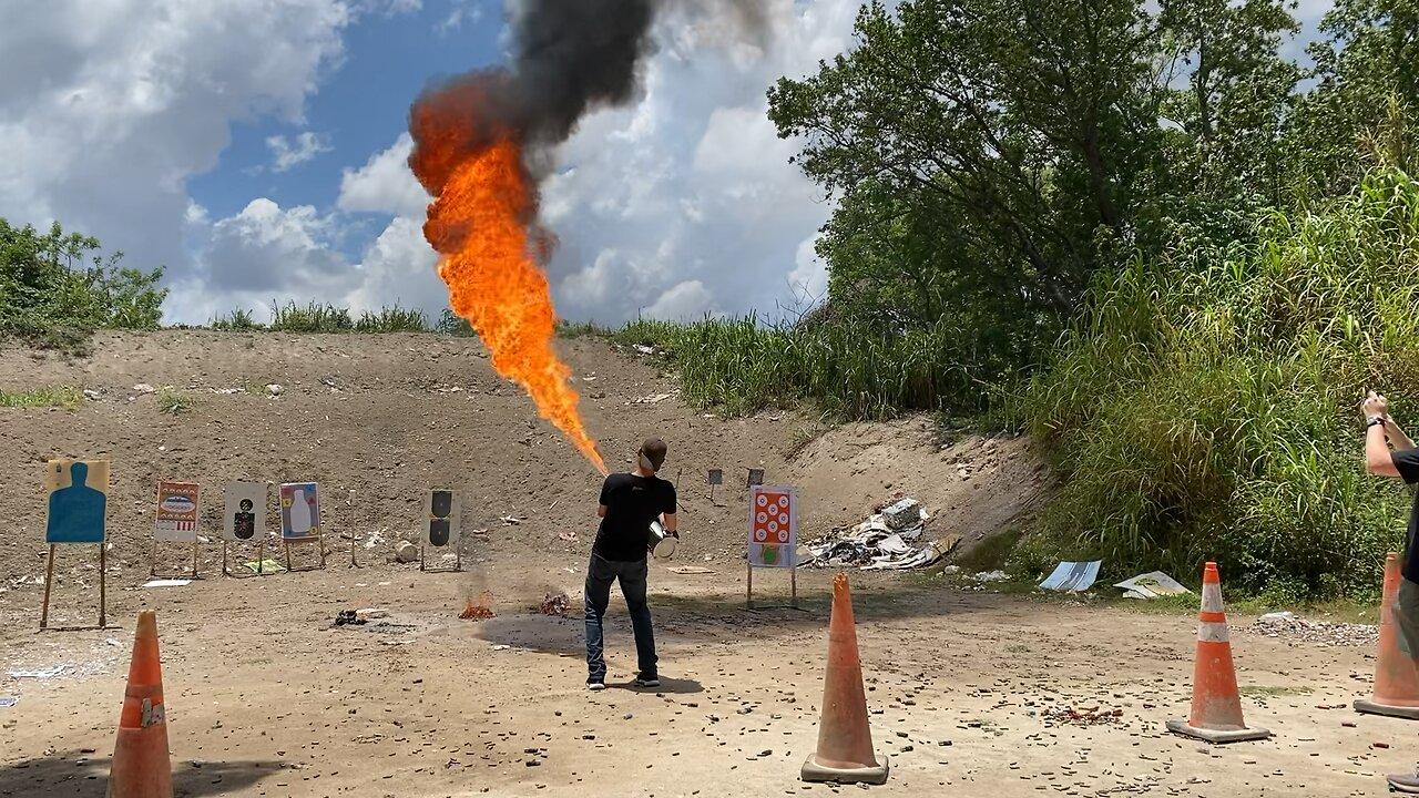 Custom Made Flamethrower At The Gun Range! - One News Page VIDEO
