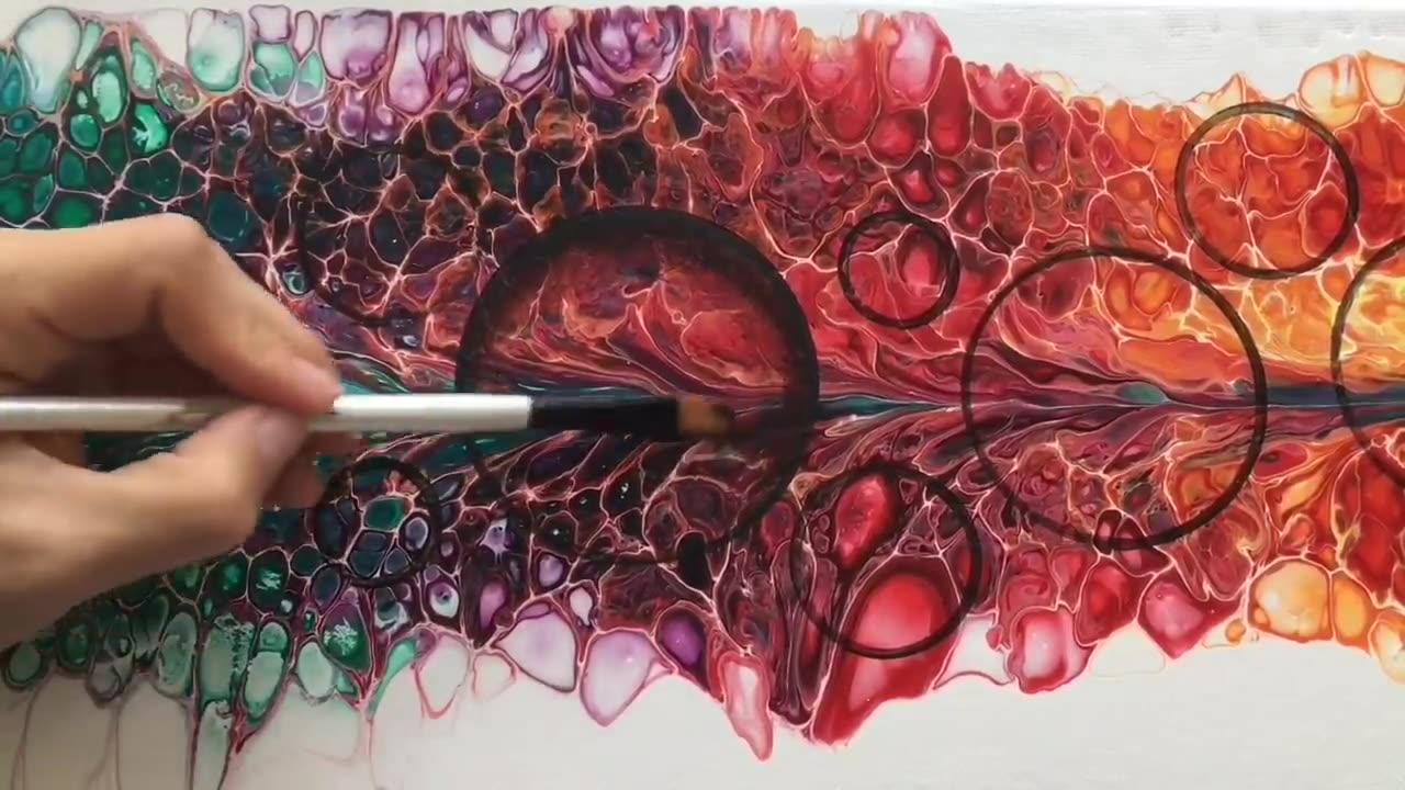 #083 3D Rainbow Waterdroplets Acrylic pour - One News Page VIDEO