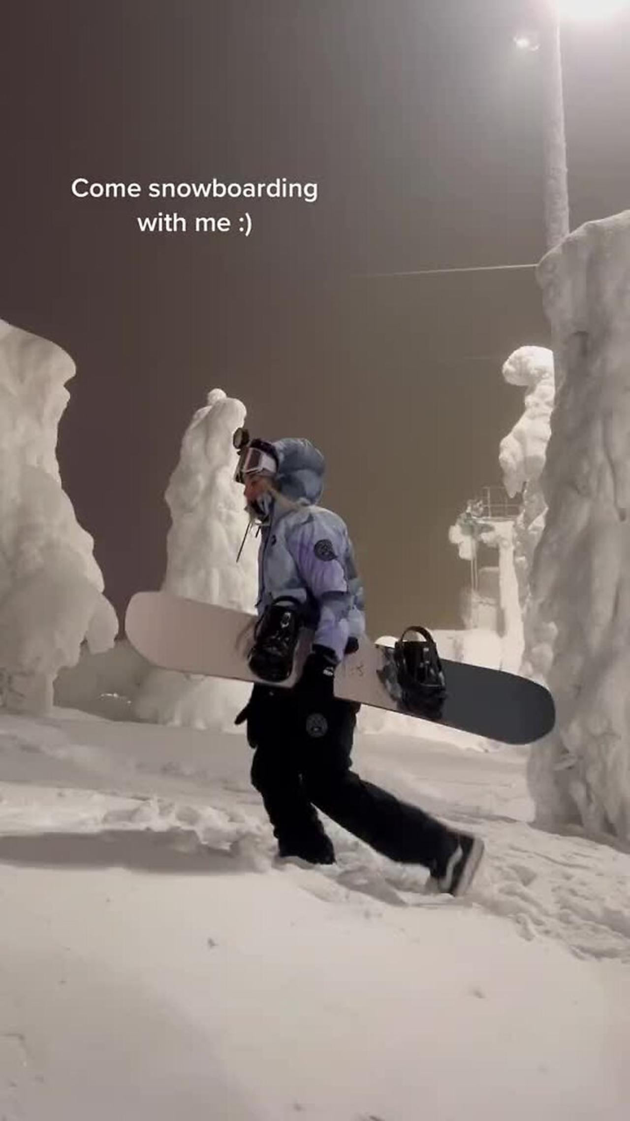 Person is snowboarding at the Light Festival in - One News Page VIDEO