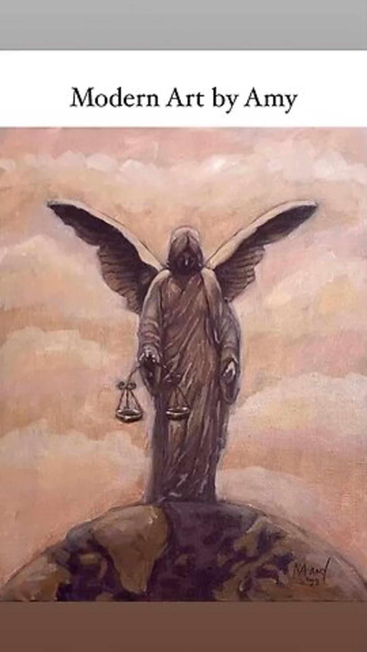 Painting an Angel Bringing Justice to the World, - One News Page VIDEO