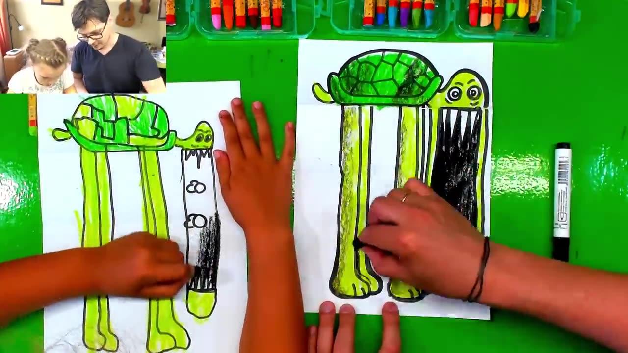 How to draw a Crazy Tturtle / Folding Surprise - One News Page VIDEO