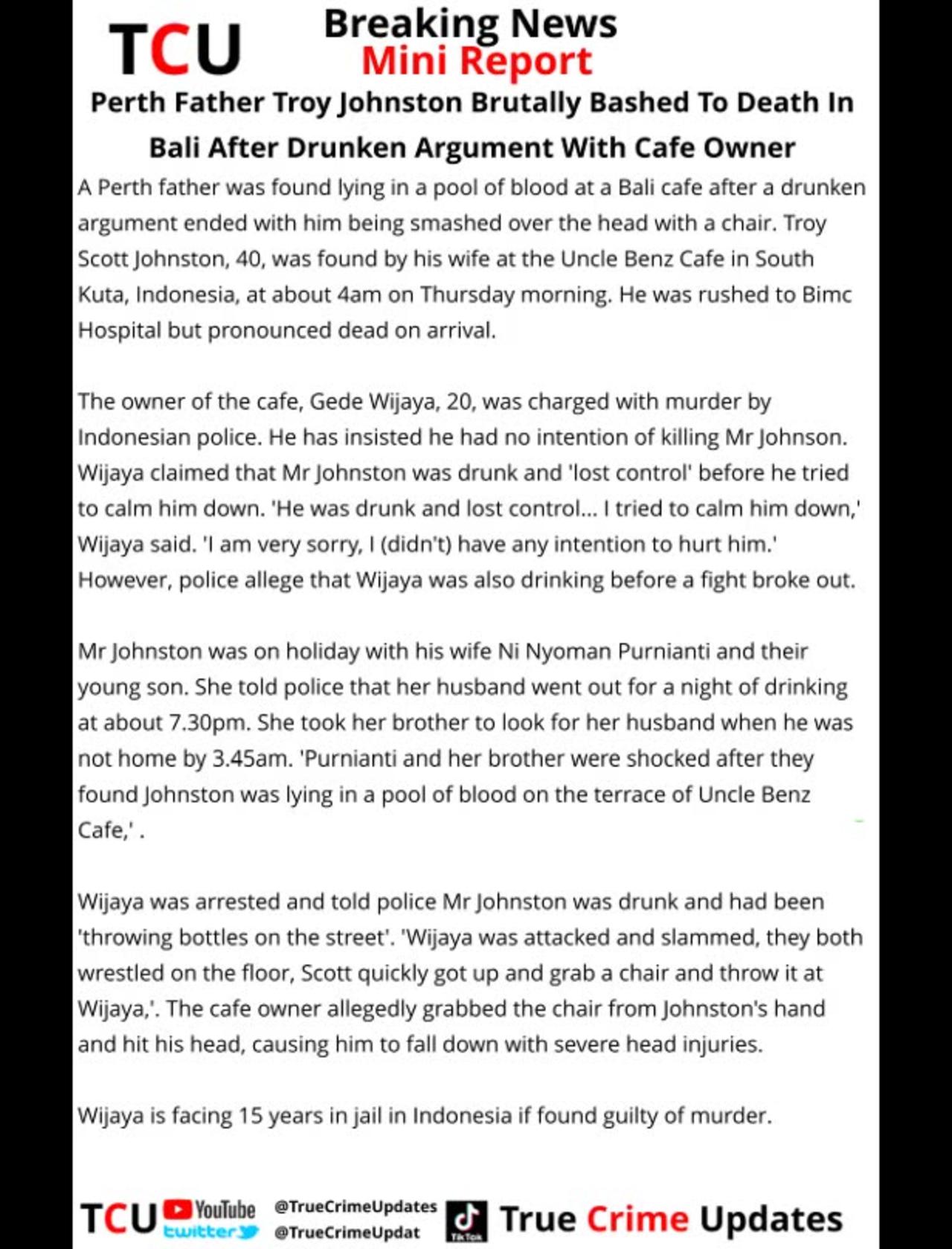 Perth Father Troy Johnston Brutally Bashed To - One News Page VIDEO