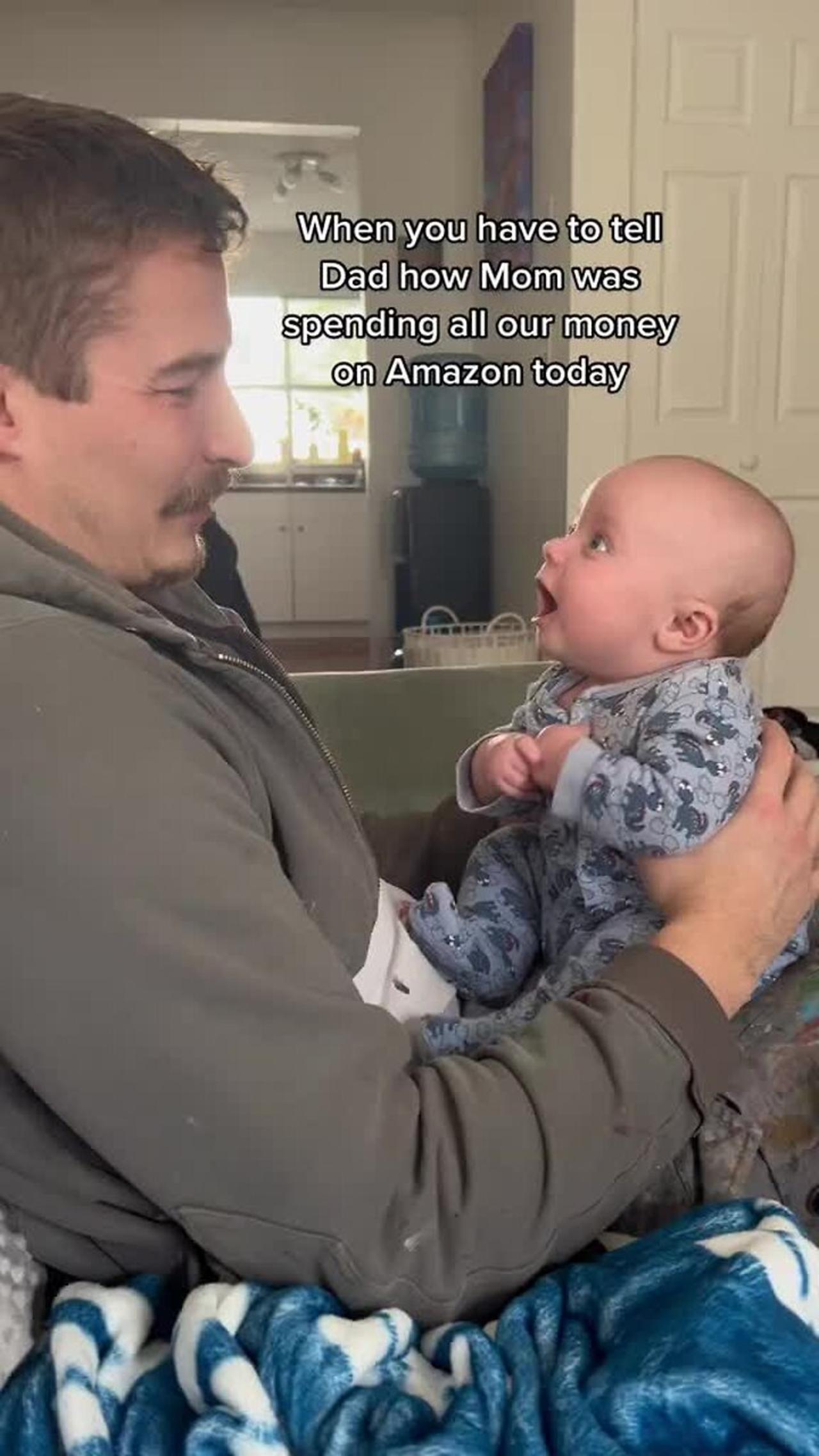 Baby boy is telling dad all about mom spending - One News Page VIDEO