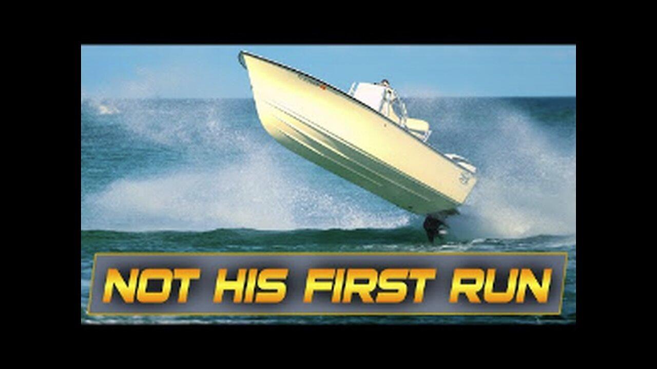 WILD!! BOATER LAUNCHED BY ANGRY WAVES AT - One News Page VIDEO