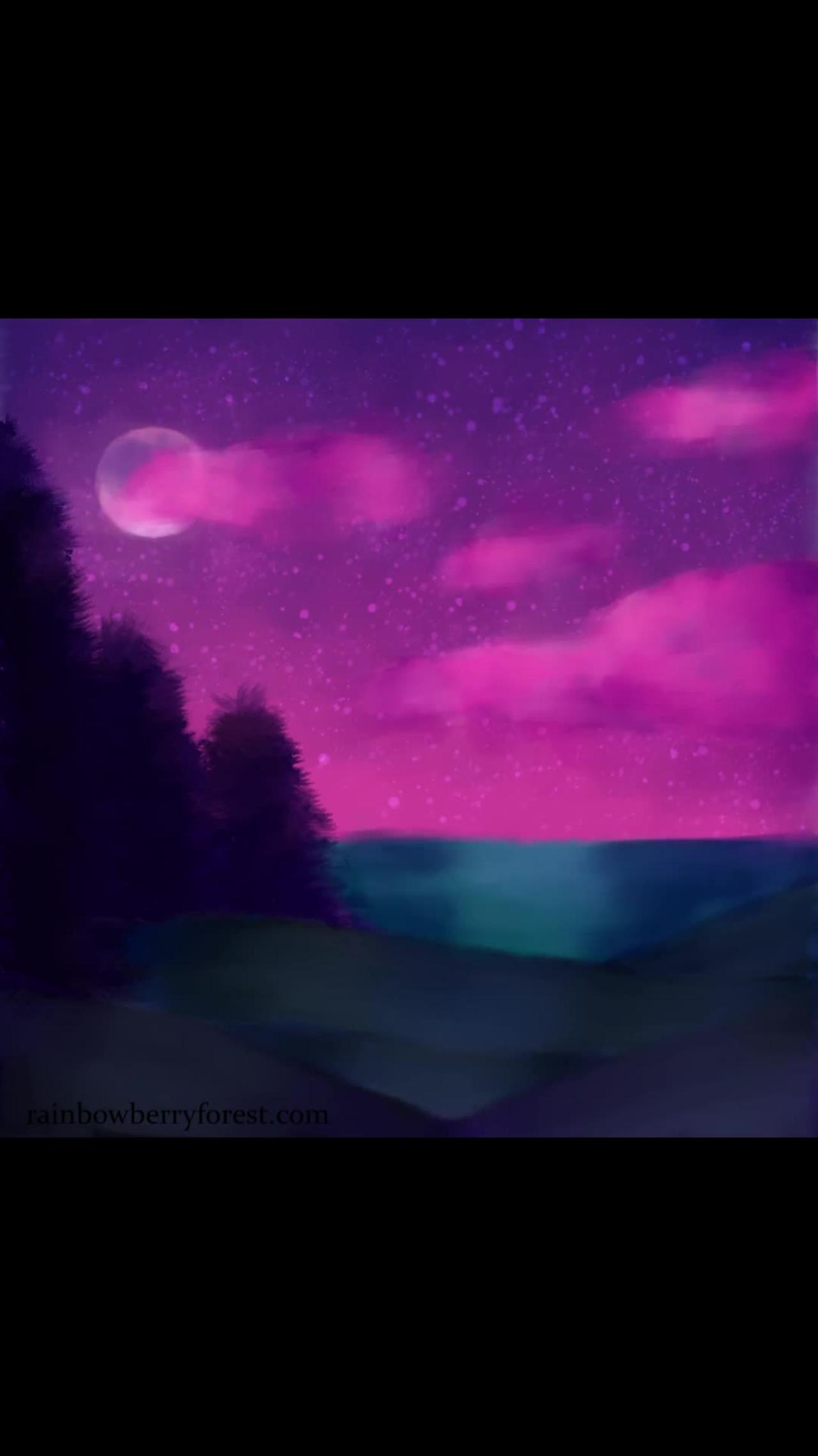 magenta sky digital painting practice in krita - One News Page VIDEO