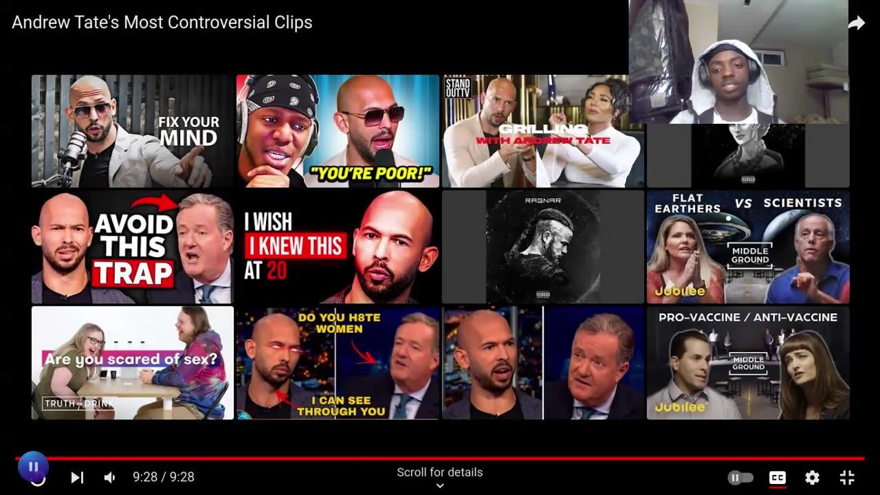 Reacting to Andrew Tate controversial clips pt 2 - One News Page VIDEO