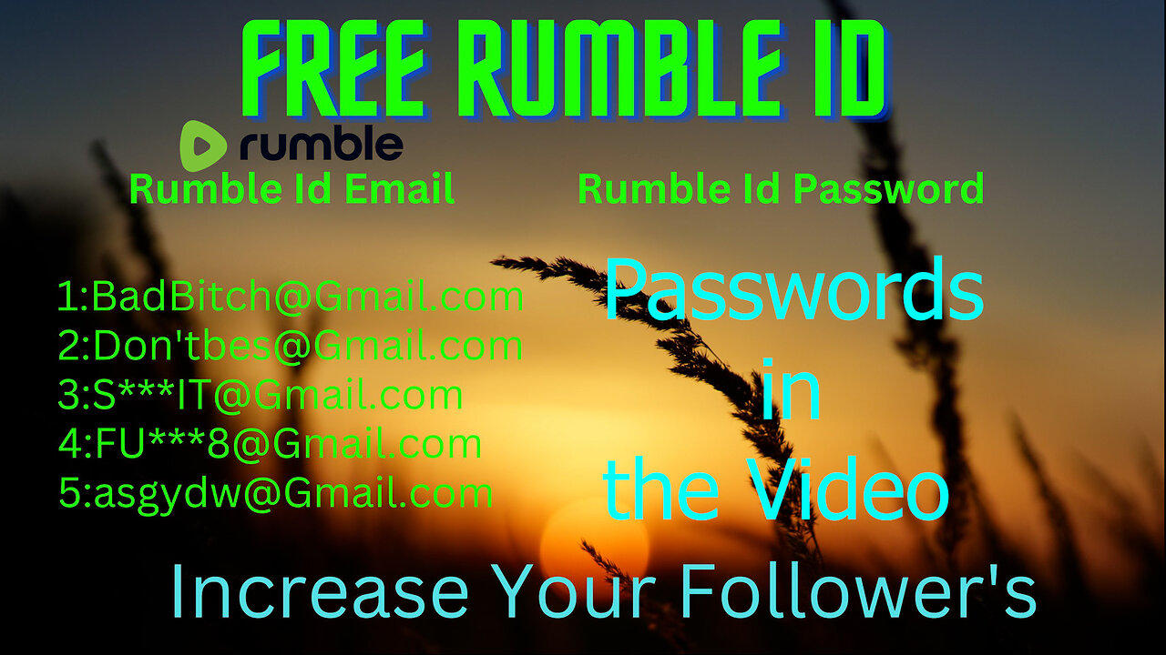 Free Rumble Accounts For Use । Increase Your - One News Page VIDEO
