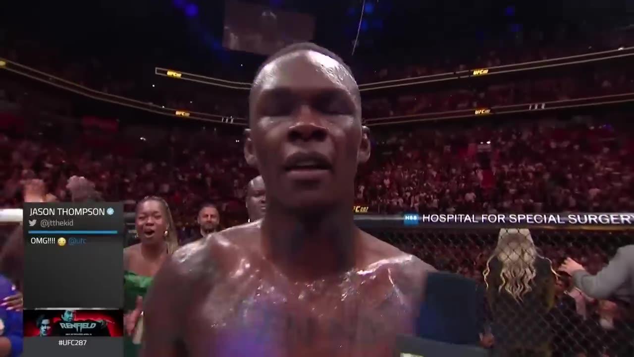 Israel Adesanya Octagon Interview | UFC 287 - One News Page VIDEO