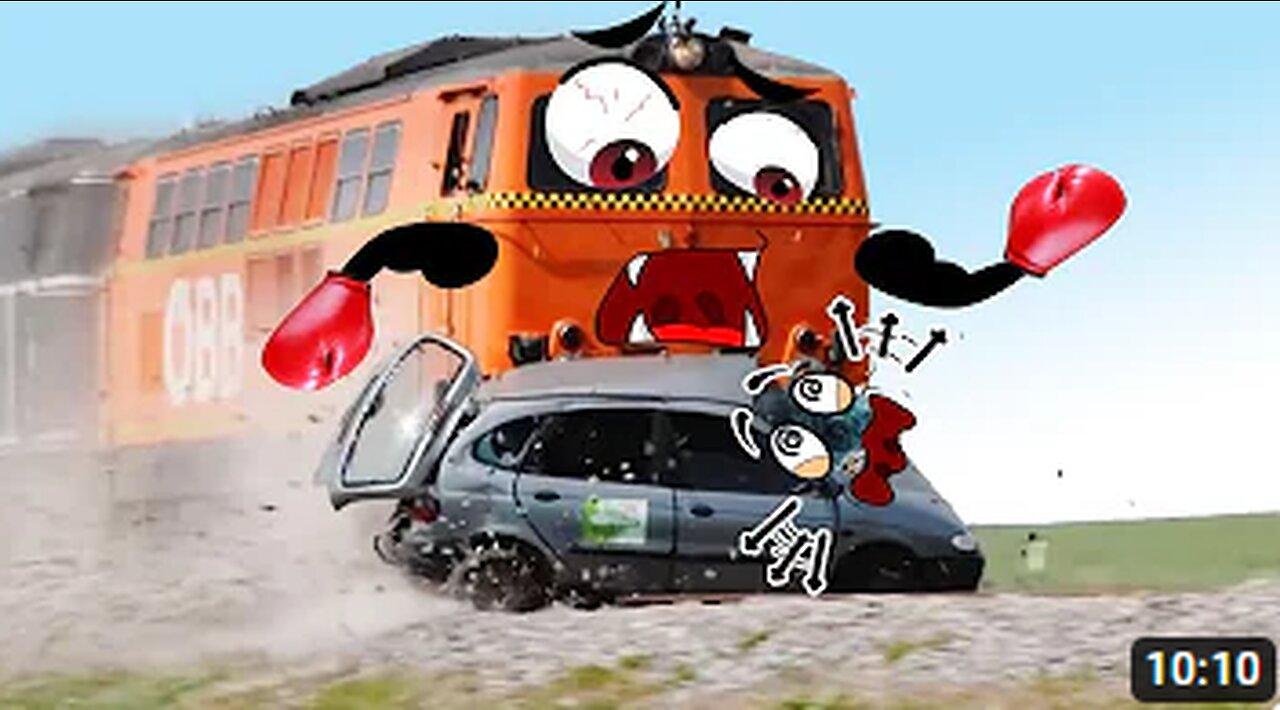 Train Crash | Monster Trains Crush Cars on - One News Page VIDEO
