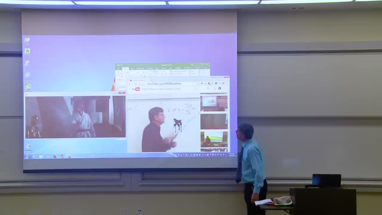 Math Professor Fixes Projector Screen (April - One News Page VIDEO
