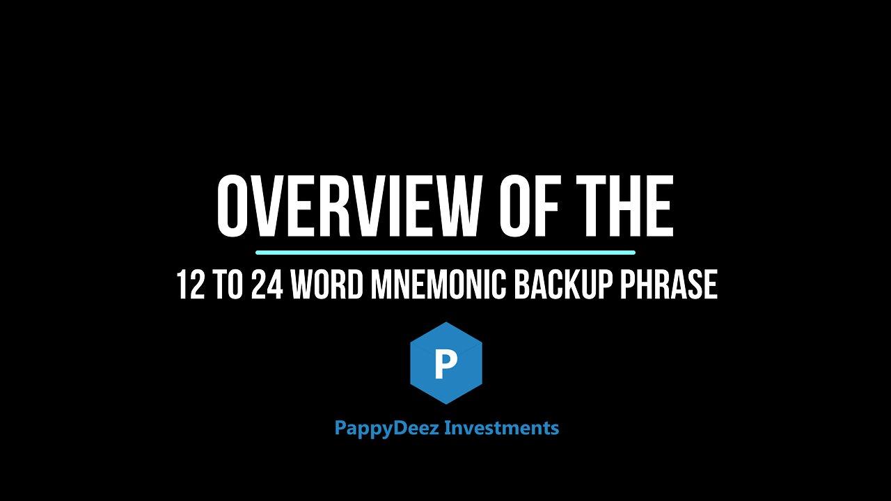 Overview of the 12 to 24 Word Mnemonic Backup - One News Page VIDEO