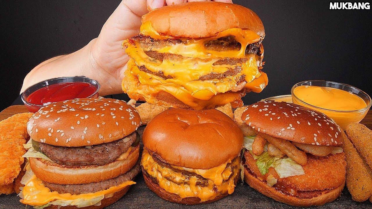 ASMR Eating delicious Cheese Burger and Chicken - One News Page VIDEO