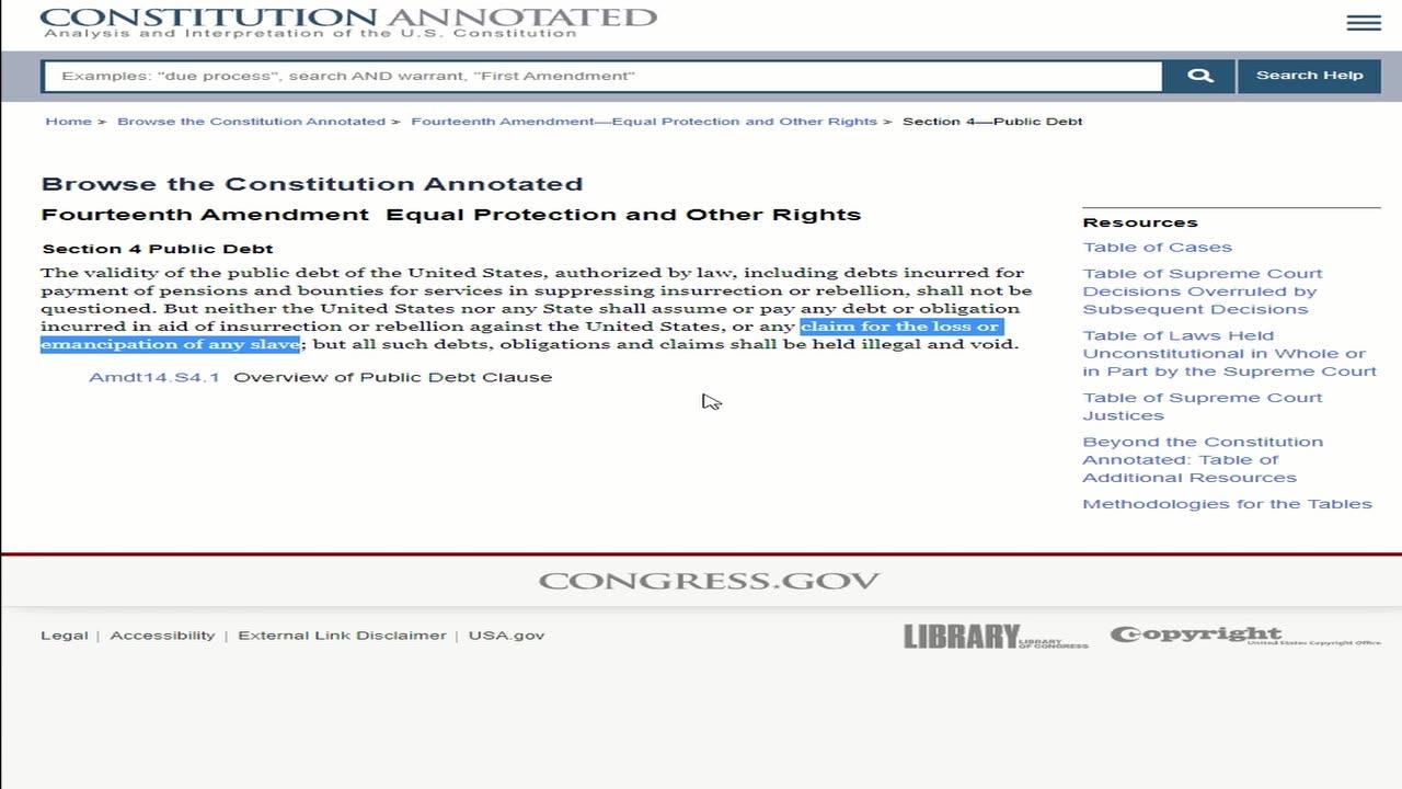 14th Amendment Section 4 vs Reparations ??? - One News Page VIDEO