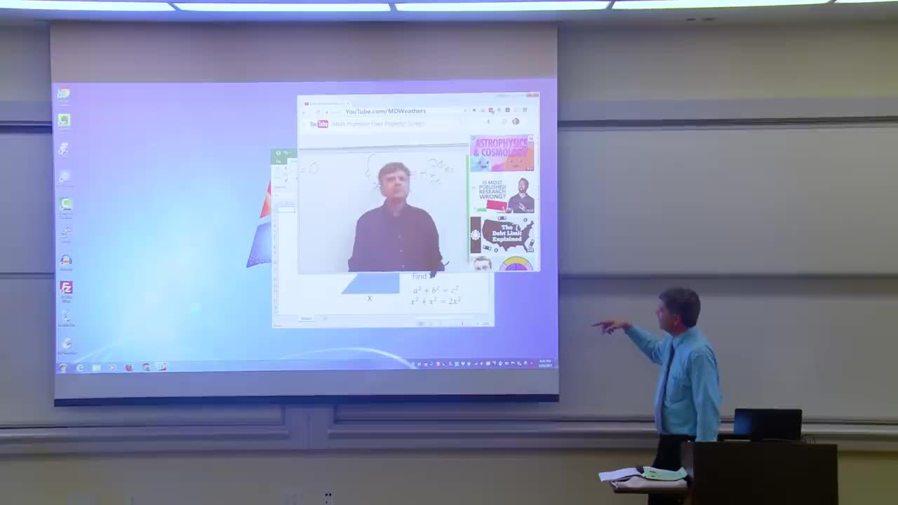 Math Professor Fixes Projector Screen (April - One News Page VIDEO
