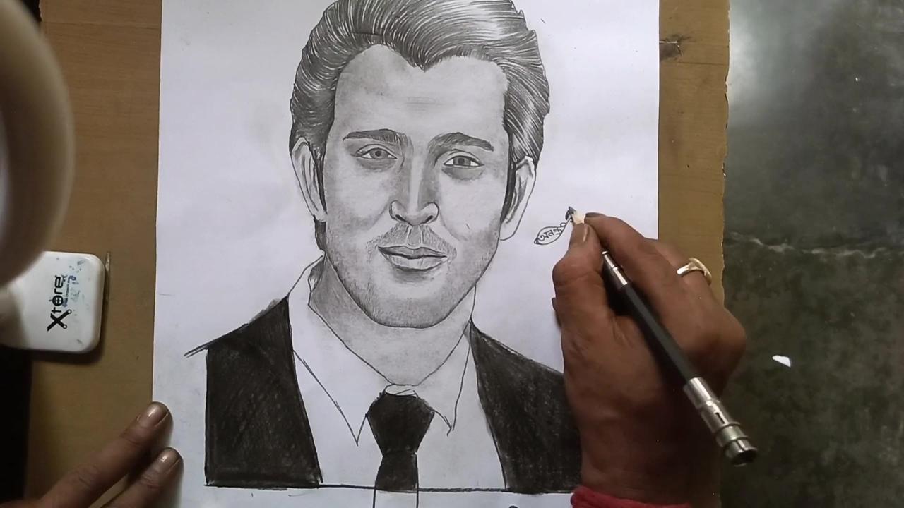 Indian actor Hrithik Roshan drawing - One News Page VIDEO