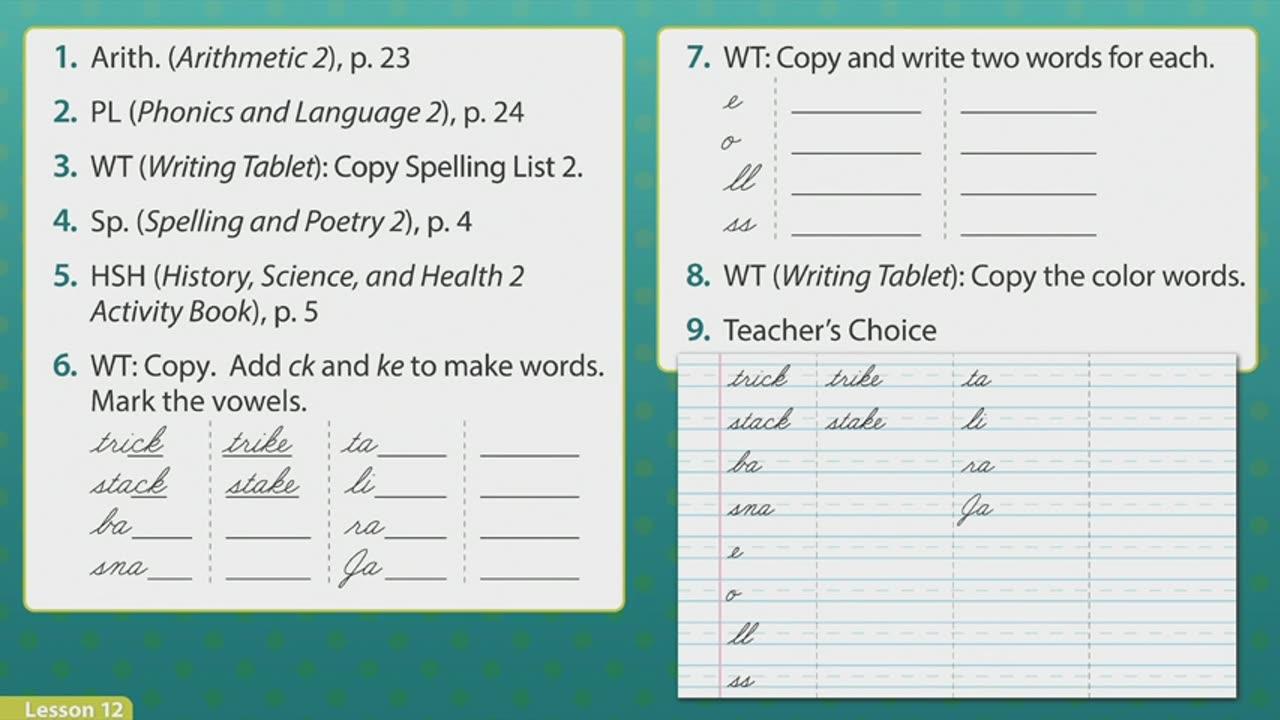 Abeka G2 Day 012 - Seatwork 2 - One News Page VIDEO