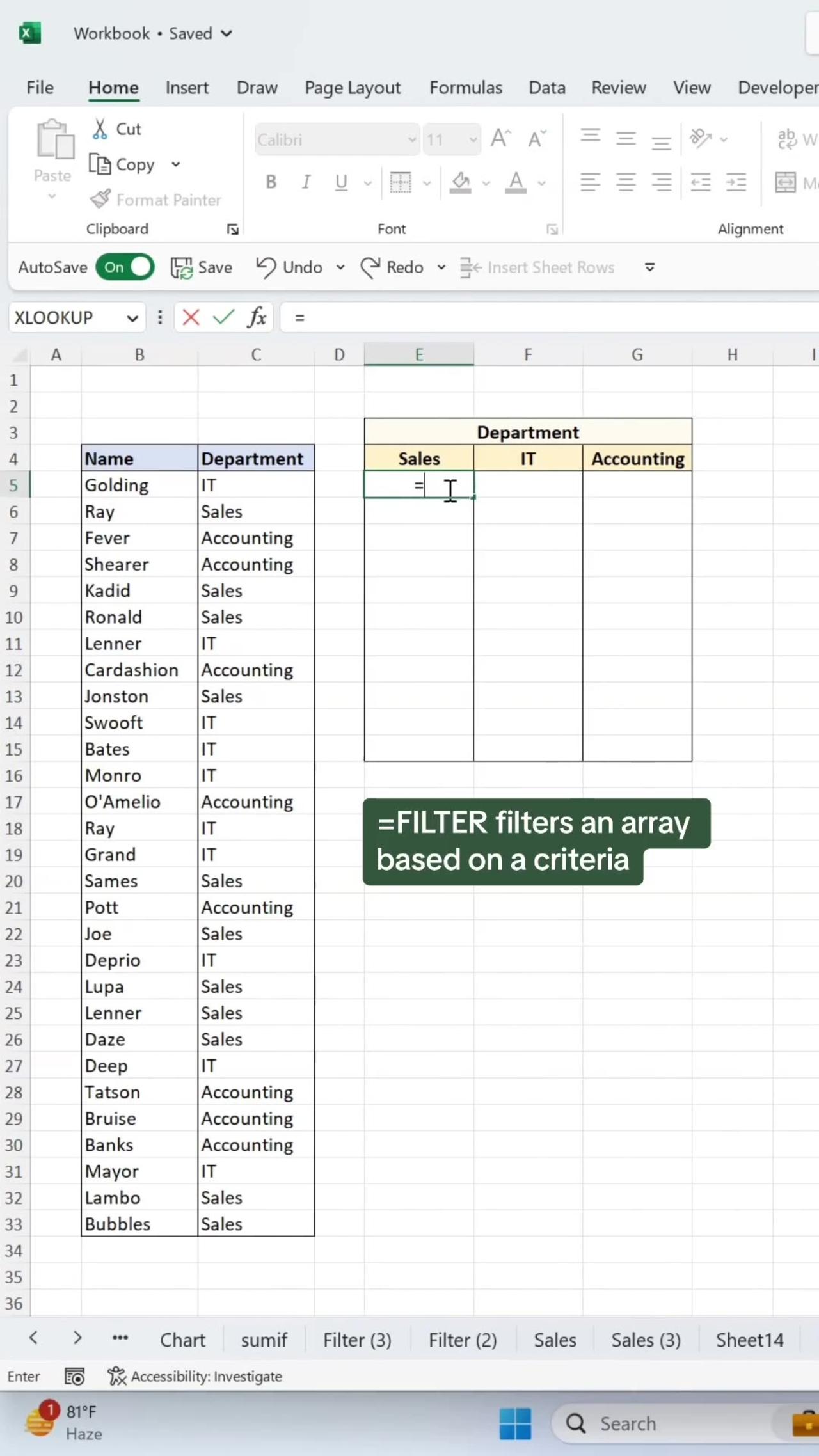 Use of FILTER Formula in EXCEL 😲🤯 - One News Page VIDEO