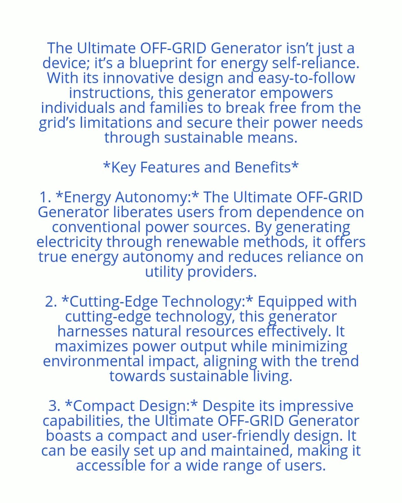 Ultimate OFF-GRID Generator - Top Performer - One News Page VIDEO