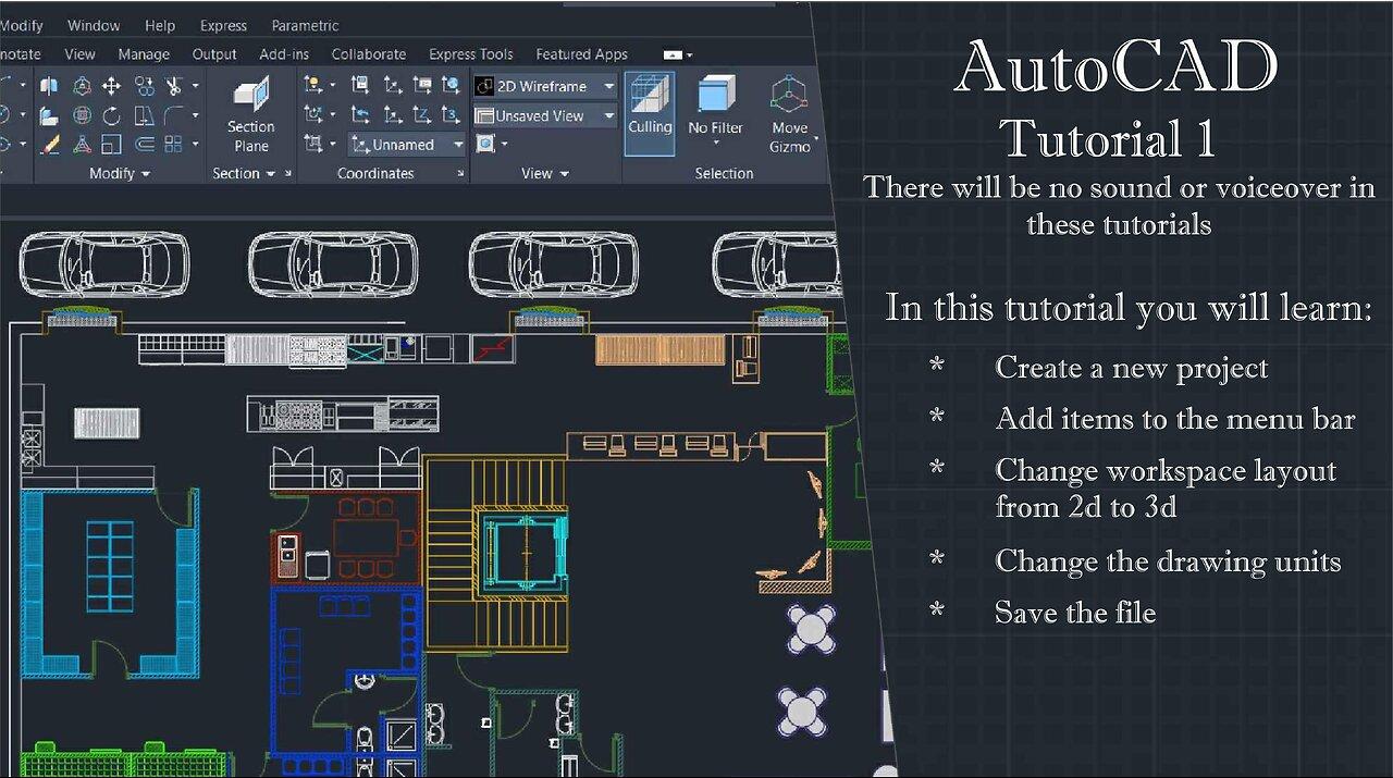AutoCAD Tutorial 1. New Project, Menu Bar, - One News Page VIDEO