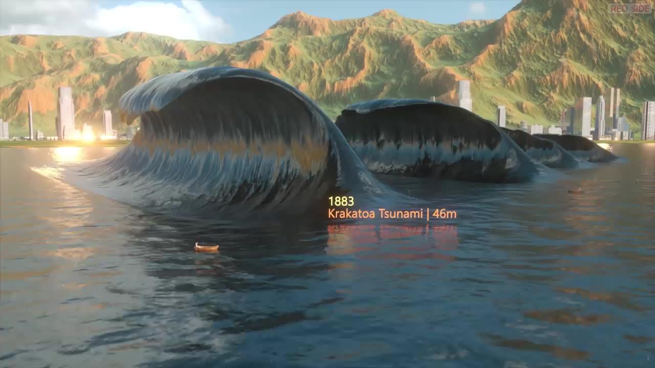 Tsunami height comparison 3D - One News Page VIDEO