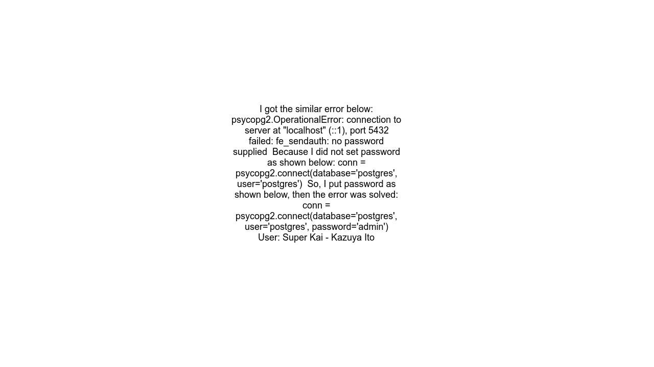 Error Psycopg2operationalerror Fesendauth No One News Page Video