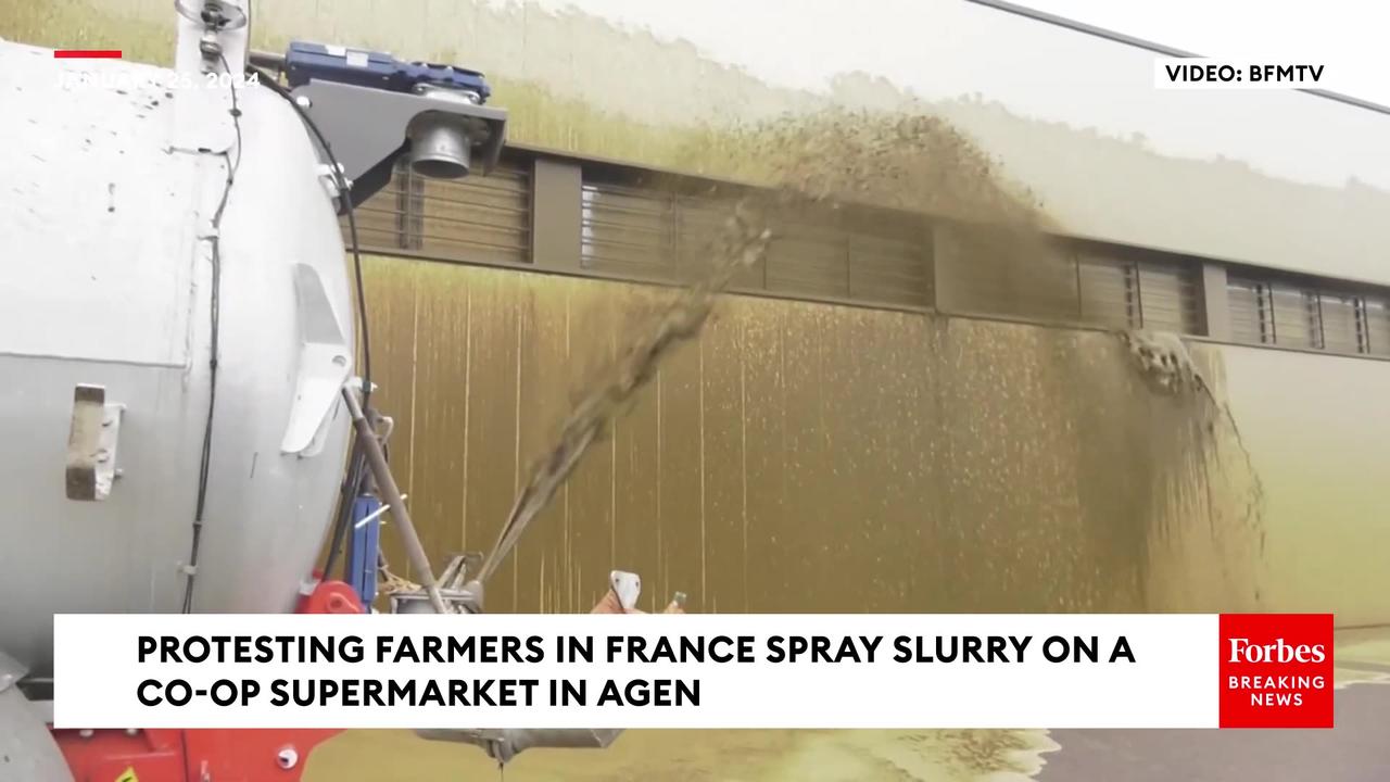 Protesting Farmers In France Spray Slurry On A - One News Page VIDEO