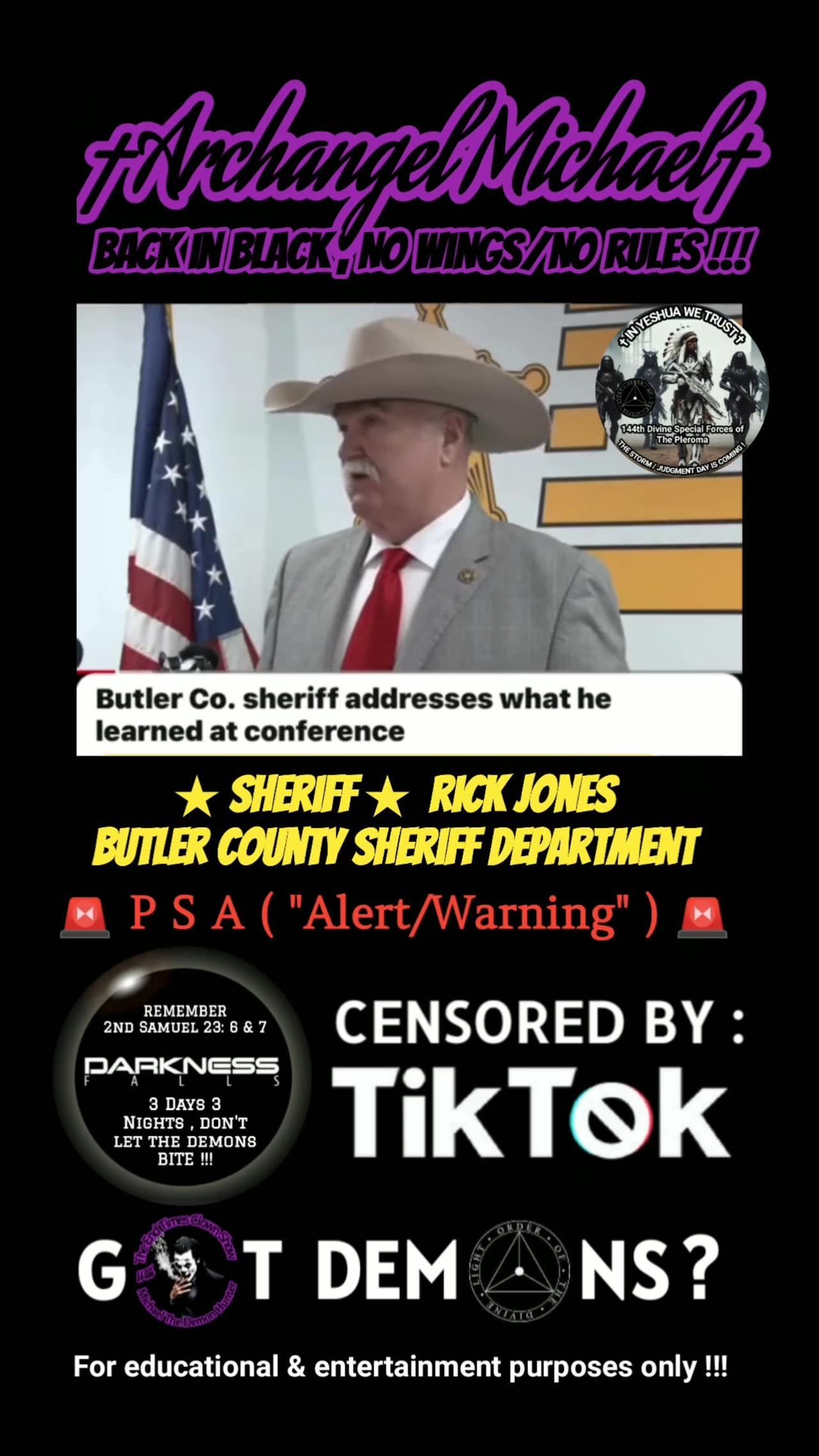 PSA ★Sheriff Rick Jones , Butler County - One News Page VIDEO