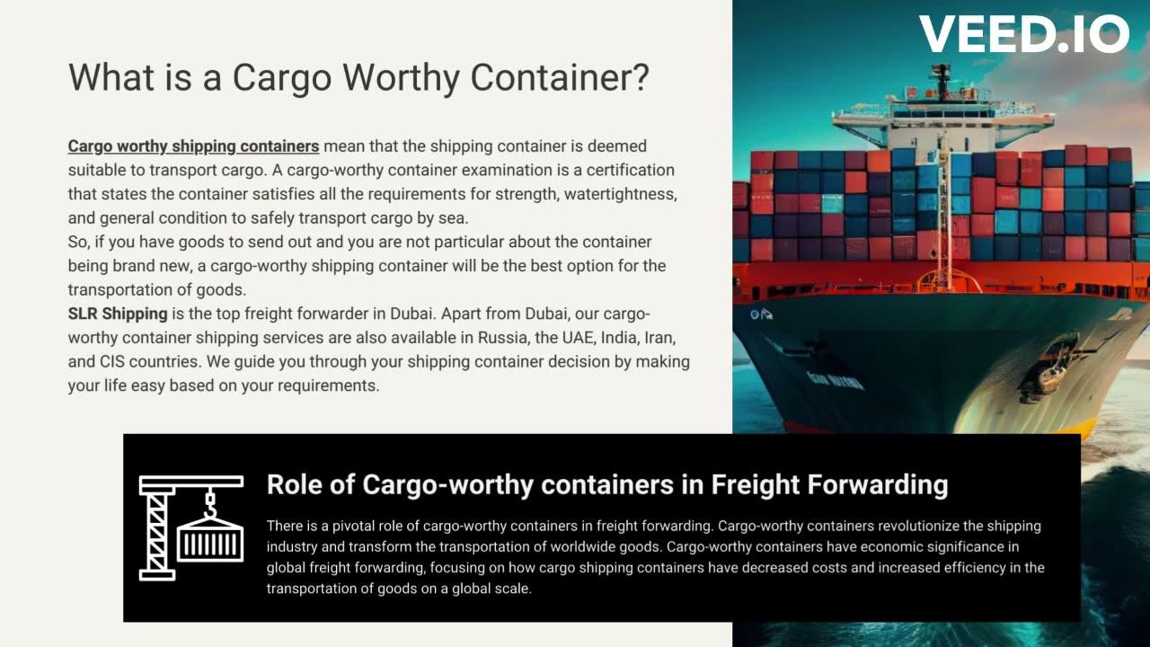 Reliable Cargo Worthy Containers for sale at SLR - One News Page VIDEO