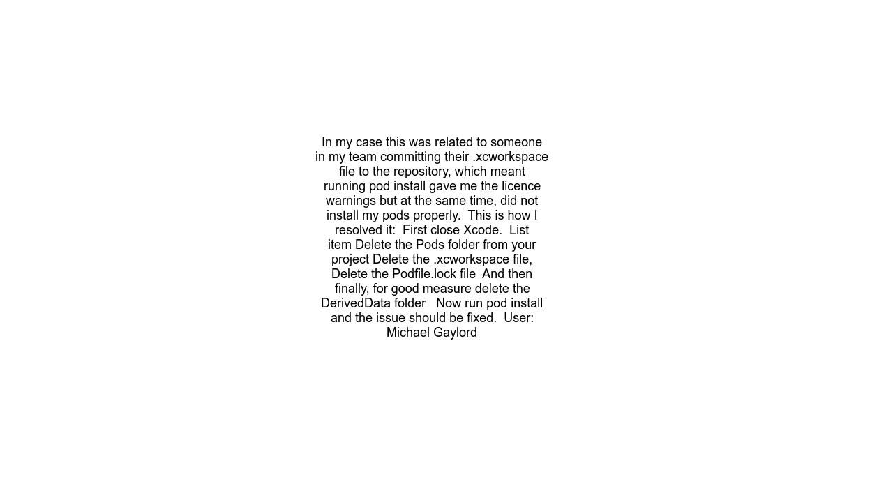 Cocoapods error 'Unable to read the - One News Page VIDEO