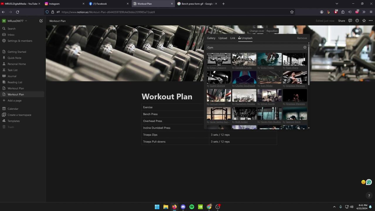 How to create a workout plan in Notion! - One News Page VIDEO