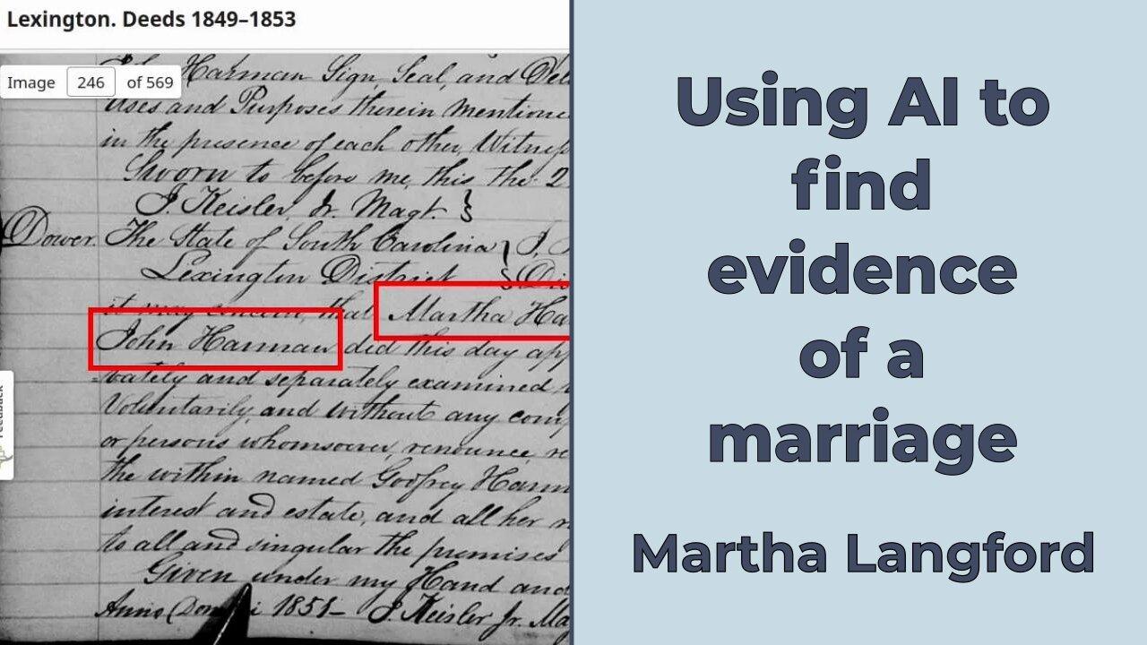 Using AI to find evidence of a marriage - Martha - One News Page VIDEO