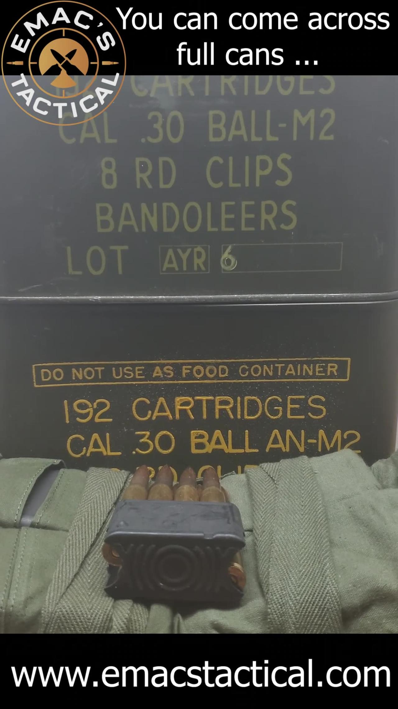 30-06 M2 Ball, M1 Garand Full 192 Spam Can - - One News Page VIDEO