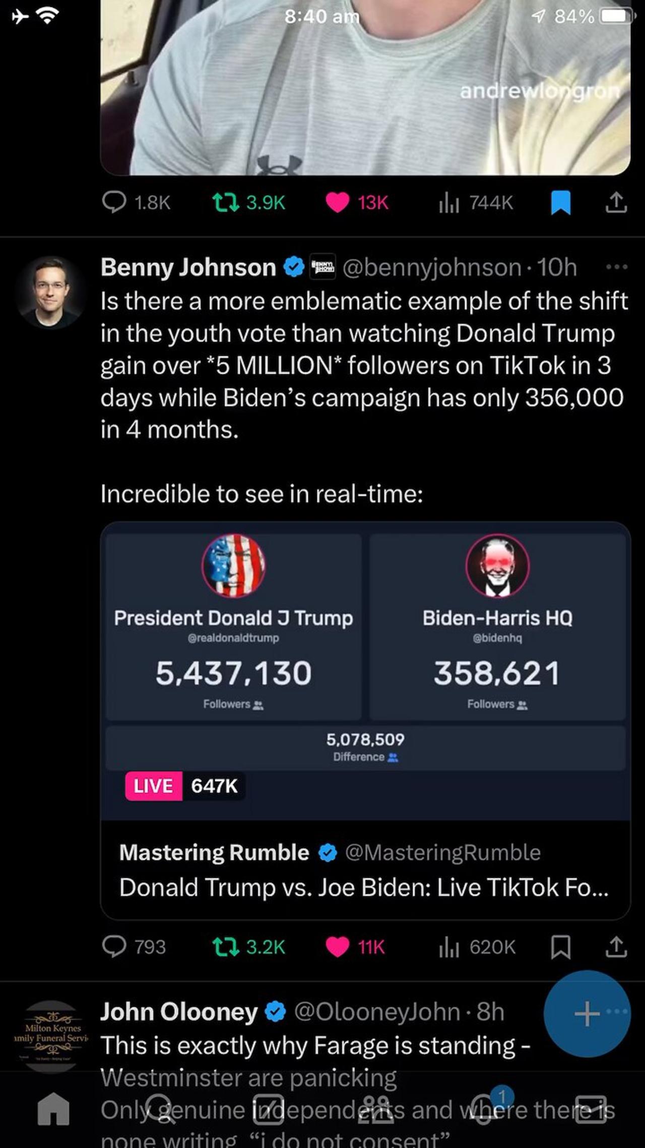 X topics 05/06/2024 : Benny Johnson : Trump on - One News Page VIDEO