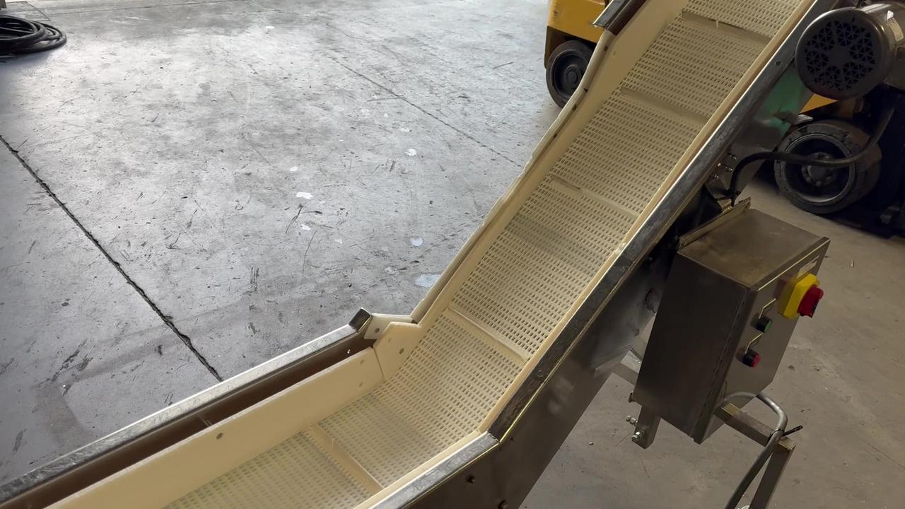 12” Wide x 84” Long Cleated Incline Conveyor - One News Page VIDEO