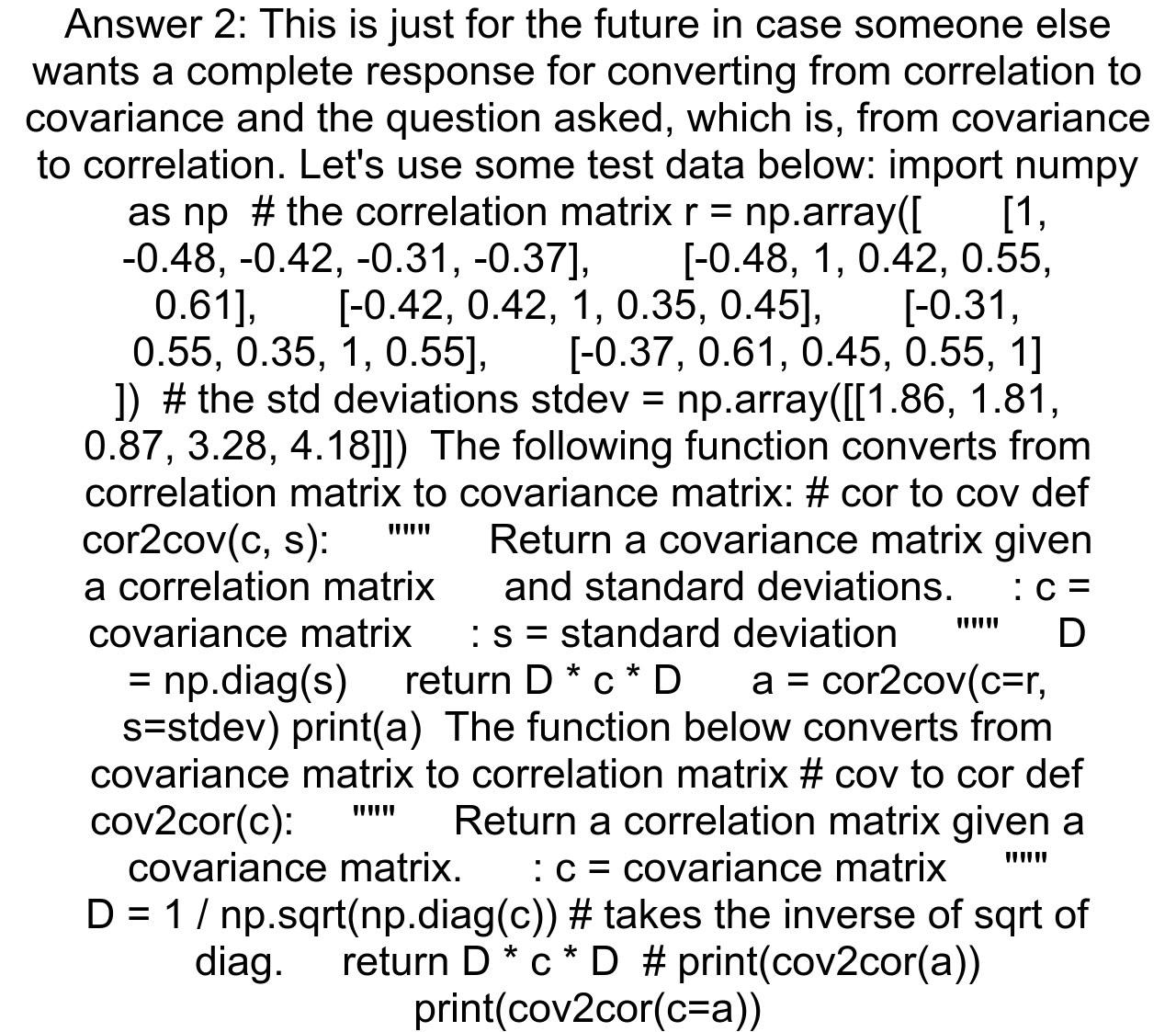 Error converting covariance to correlation using - One News Page VIDEO