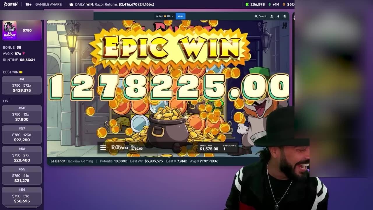 BIGGEST STREAMERS WINS ON SLOTS ROSHTEIN, - One News Page VIDEO