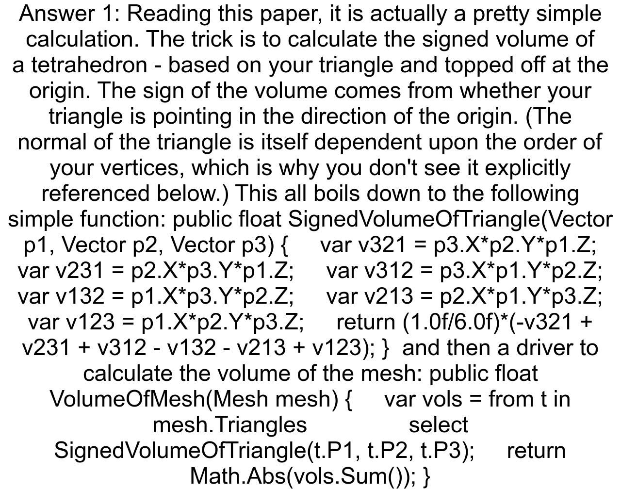 How to calculate the volume of a 3D mesh object - One News Page VIDEO