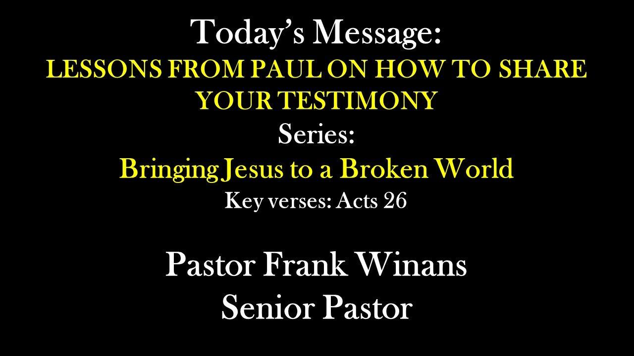 Sunday Service 06/23/2024 - Pastor Frank Winans - One News Page VIDEO