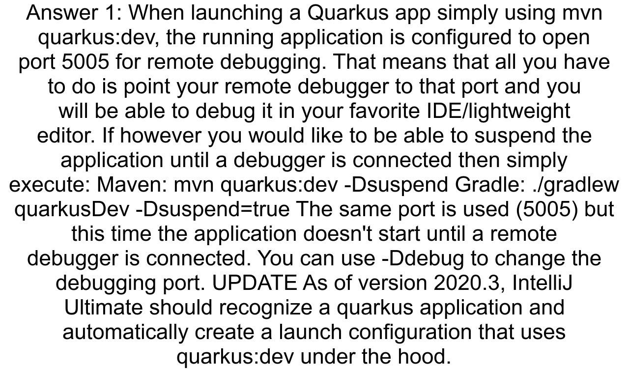 How can I debug my Quarkus application that is - One News Page VIDEO How can I debug my Quarkus application that is - One News Page VIDEO