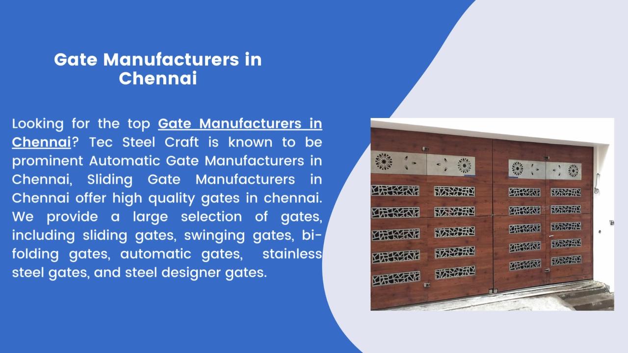 Best Gate Manufacturers in Chennai - Benefits of - One News Page VIDEO