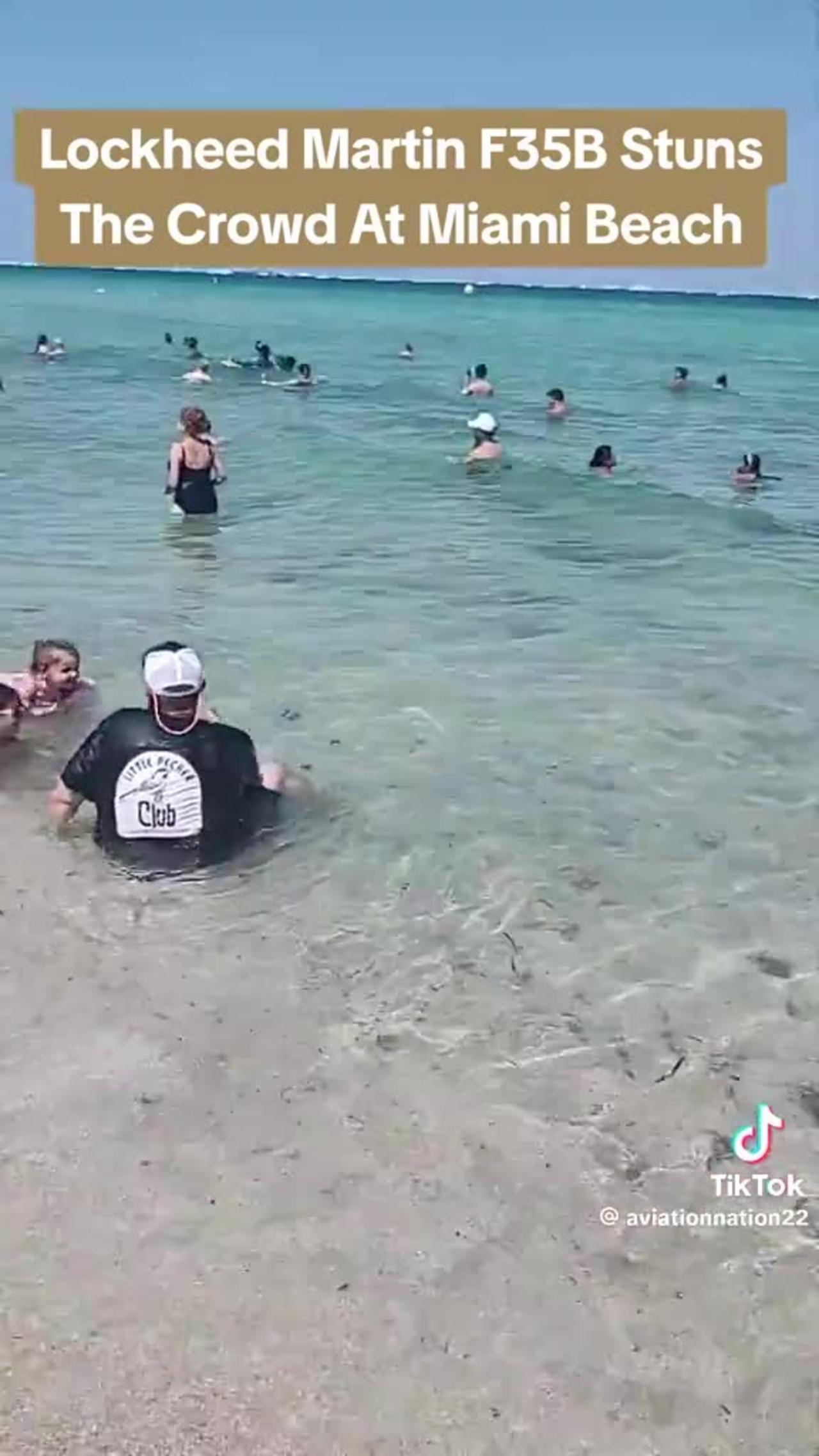 Lockhead Martin F35B slow pass at Miami Beach. - One News Page VIDEO