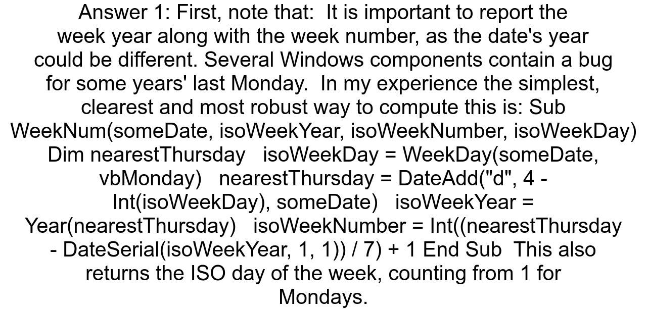 ISO week number in VBScript or VBA - One News Page VIDEO
