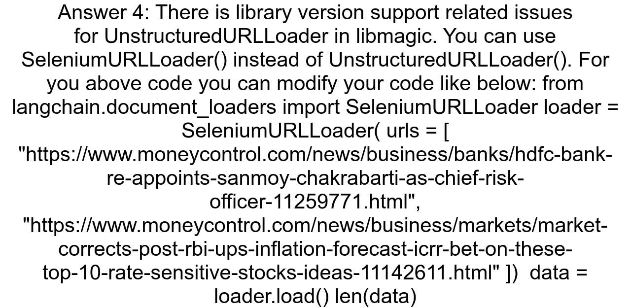 Langchain UnstructuredURLLoader shows Libmagic - One News Page VIDEO