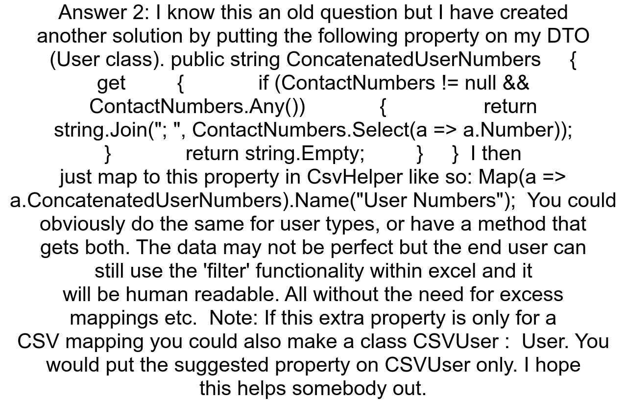 Mapping an IEnumerable property with CSVHelper - One News Page VIDEO