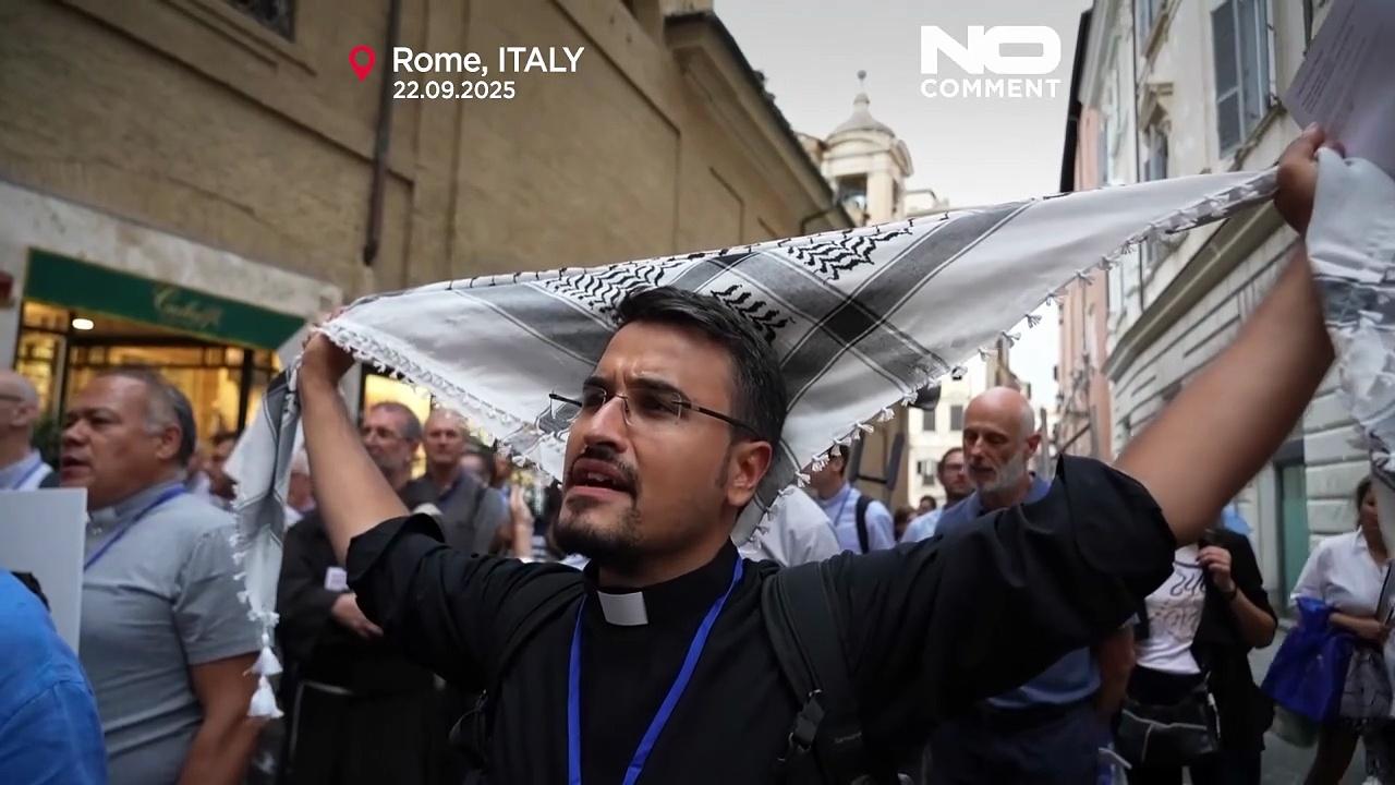 Priests in Rome march to parliament in - One News Page VIDEO