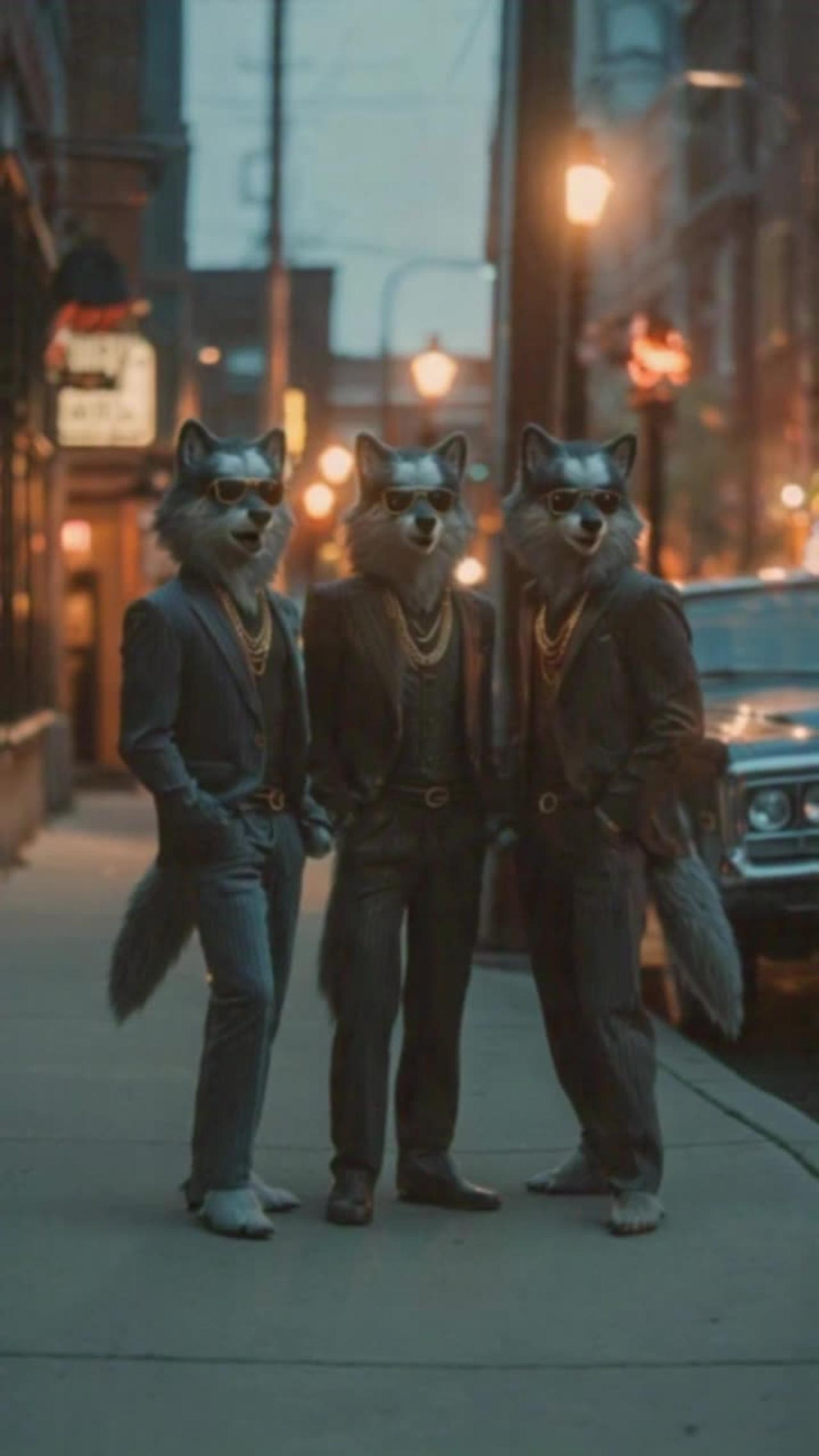 three anthropomorphic wolves singing together - One News Page VIDEO