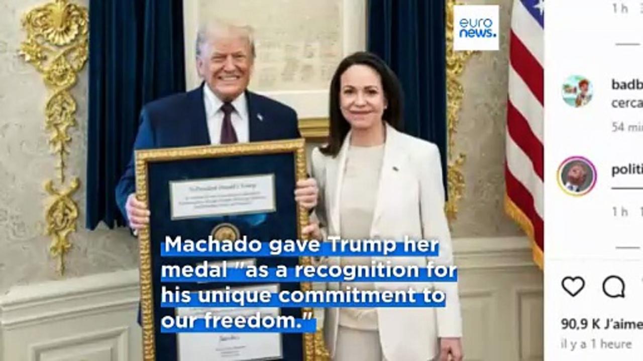 Venezuela’s Machado presents Trump with her - One News Page VIDEO